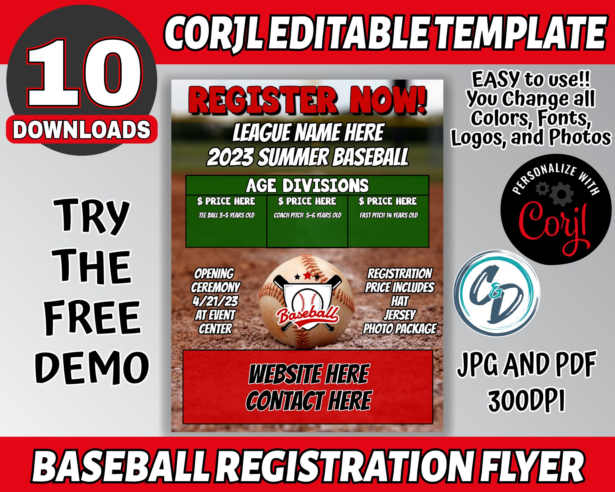 Baseball Registration Flyer – C and D Designs Co Shop