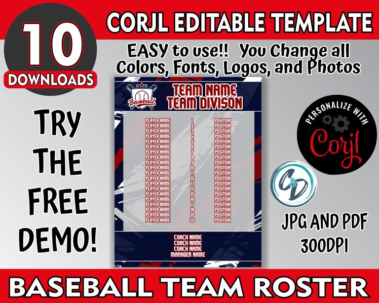 Baseball Roster – C and D Designs Co Shop