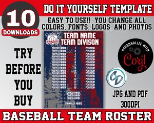 Baseball Roster – C and D Designs Co Shop