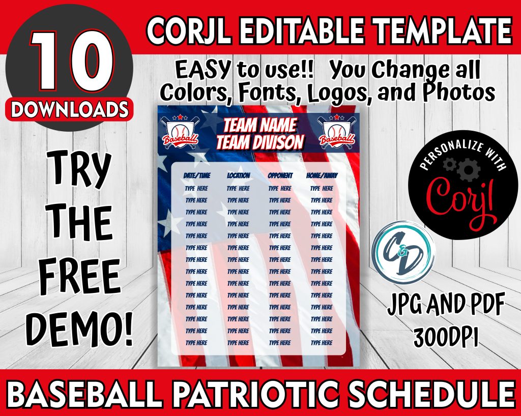 Baseball Roster Patriotic – C and D Designs Co Shop