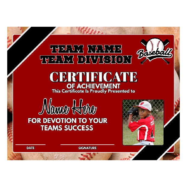 Baseball Certificate – C and D Designs Co Shop