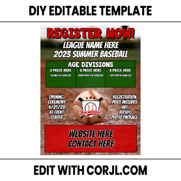Baseball Registration Flyer – C and D Designs Co Shop