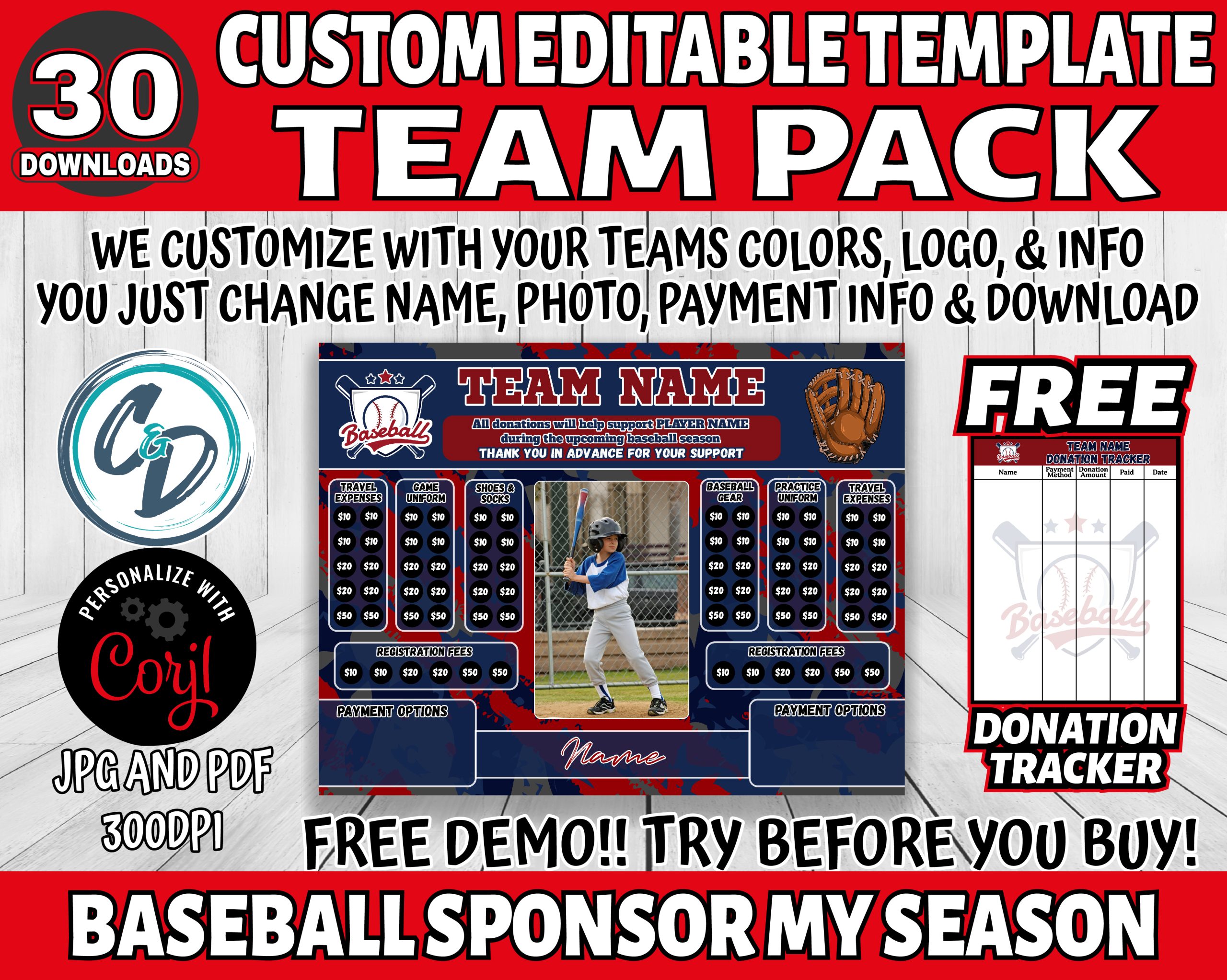 Baseball Sponsor My Season – C and D Designs Co Shop
