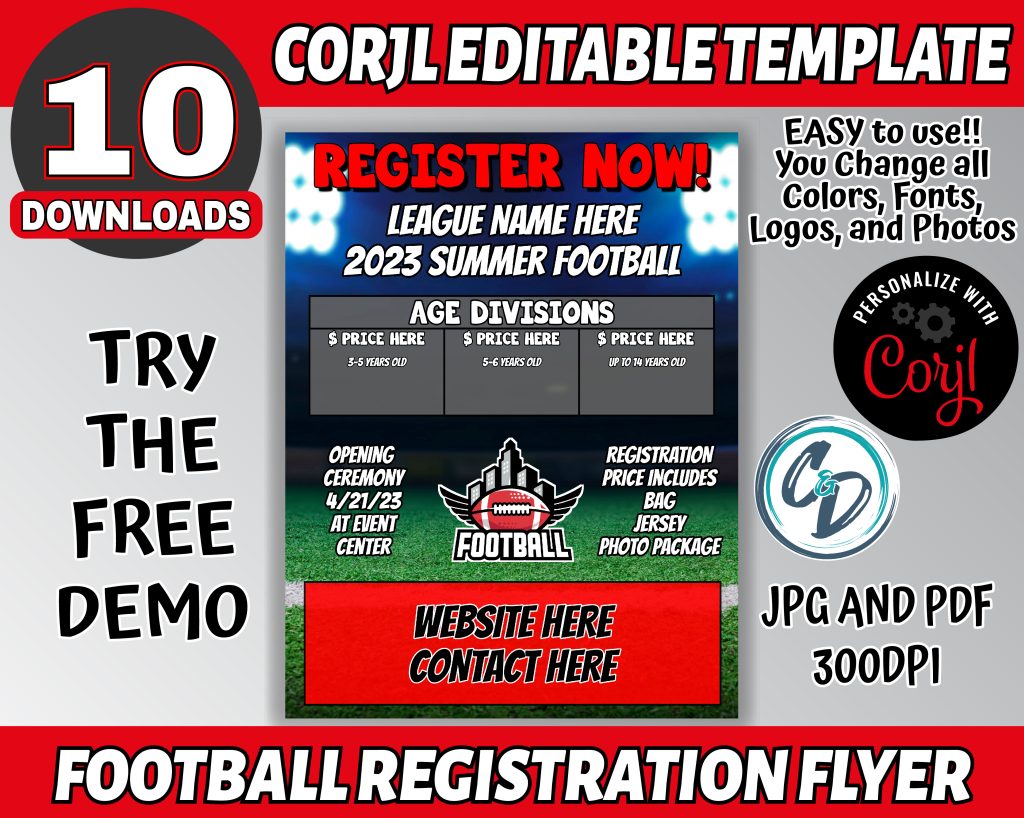 Football Registration Flyer – C and D Designs Co Shop