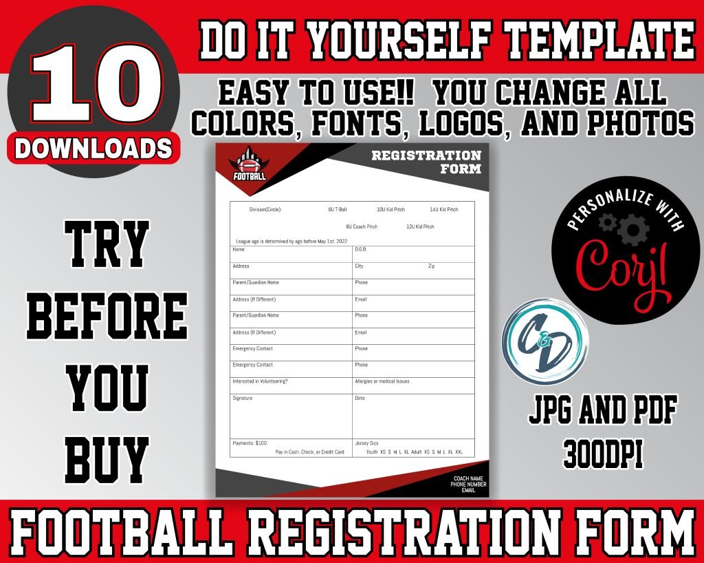 Football Registration – C and D Designs Co Shop