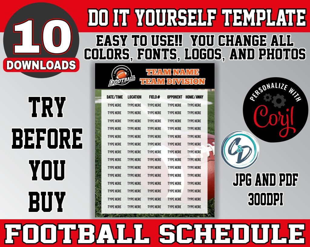 Football Schedule – C and D Designs Co Shop