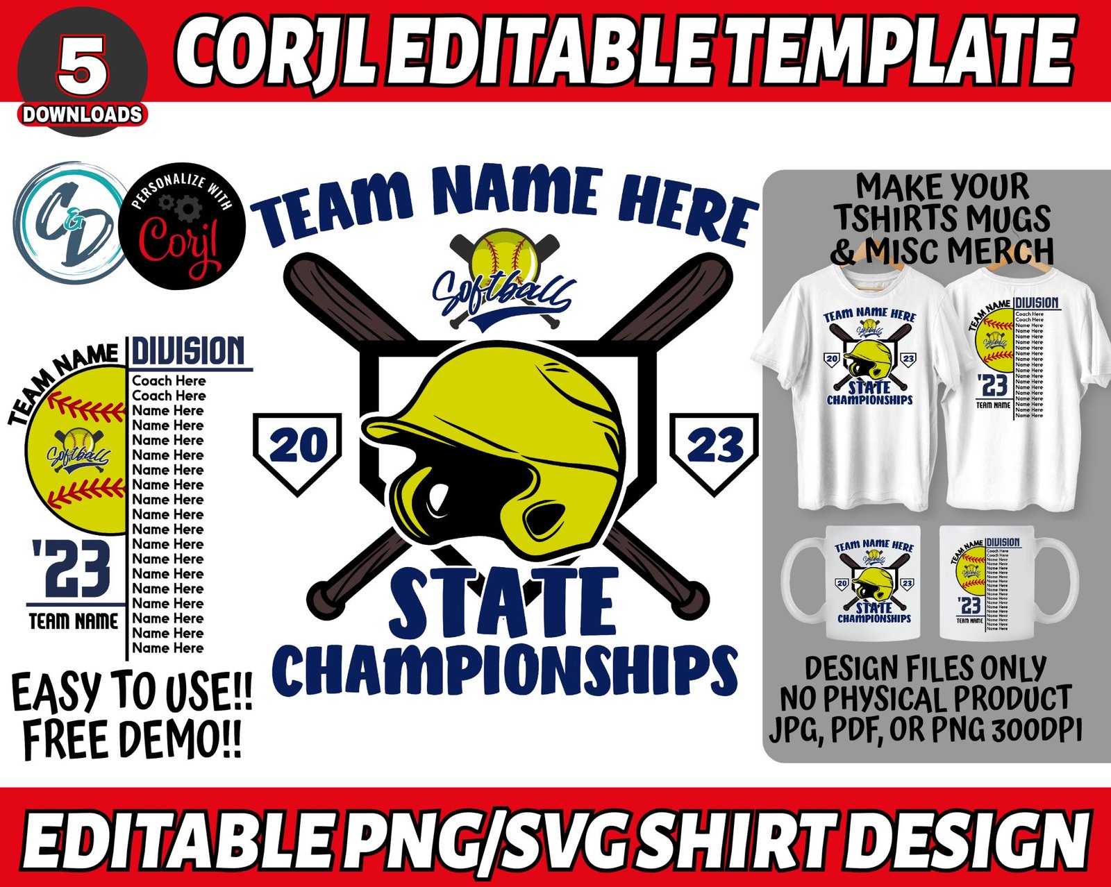 Softball PNG Design – C and D Designs Co Shop