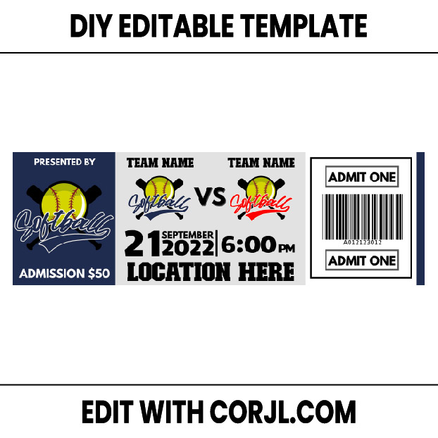 Softball Game Ticket – C and D Designs Co Shop