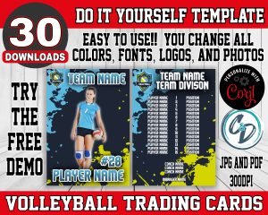 Volleyball Trading Card – C and D Designs Co Shop