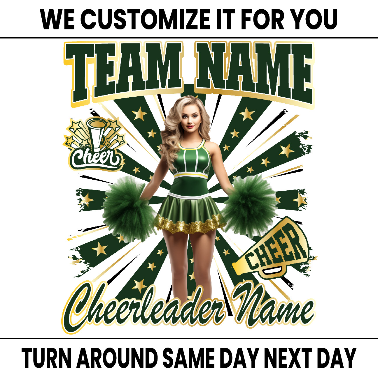 Custom Cheerleading Design With Cheerleader Photo – C and D Designs Co Shop