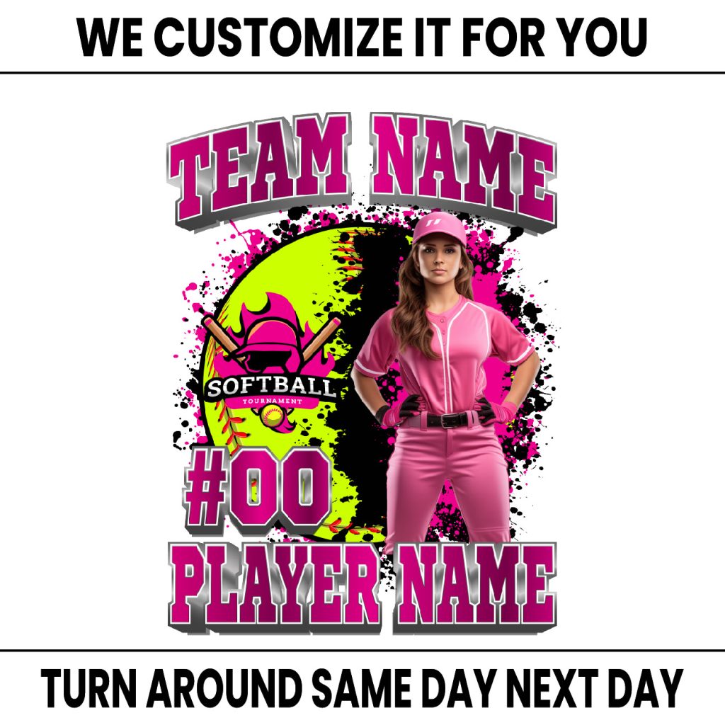Custom Softball Paint Splash Design With Player Photo – C and D Designs ...