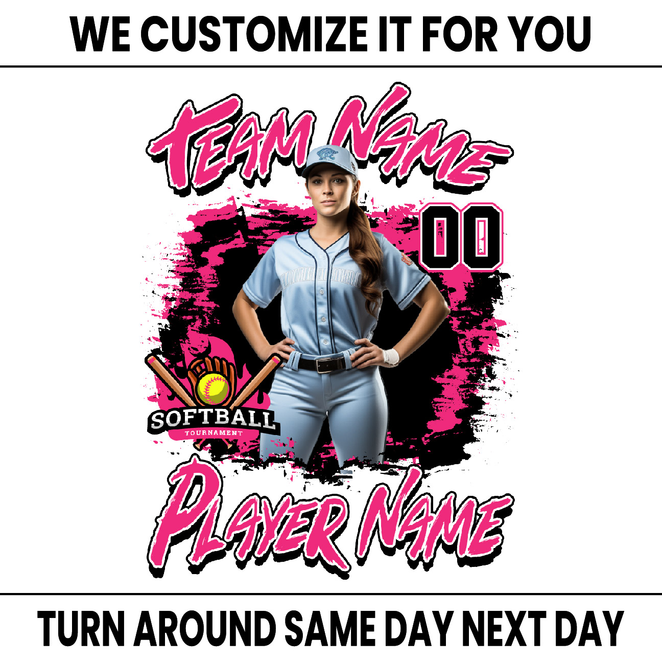 Custom Softball Grunge Design With Player Photo – C and D Designs Co Shop